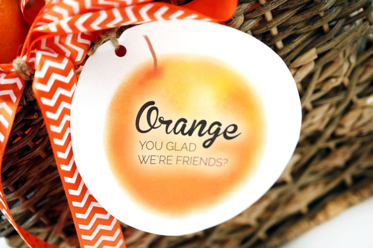 Orange You Glad We're Friends Gift Basket with Printable Tags ...